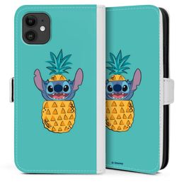 DeinDesign iPhone 11 Handy Klapph&uuml;lle Handyh&uuml;lle aus Kunst Leder wei&szlig; Flip Case Disney Lilo & Stitch Pineapple Sideflip mit Lasche