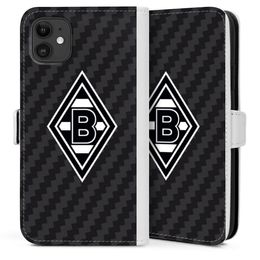 DeinDesign iPhone 11 Handy Klapph&uuml;lle Handyh&uuml;lle aus Kunst Leder wei&szlig; Flip Case Borussia M&ouml;nchengladbach Carbon Gladbach Sideflip mit Lasche