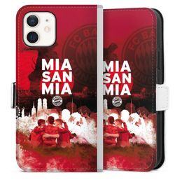 DeinDesign iPhone 12 Handy Klapph&uuml;lle Handyh&uuml;lle aus Kunst Leder wei&szlig; Flip Case Mia San Mia Fcb Fc Bayern M&uuml;nchen Sideflip mit Lasche