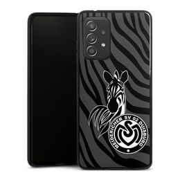 DeinDesign Galaxy A52s 5G Handy Slim Case extra d&uuml;nn Silikon Handyh&uuml;lle schwarz H&uuml;lle Zebra Msv Duisburg Muster Silikon Slim Case