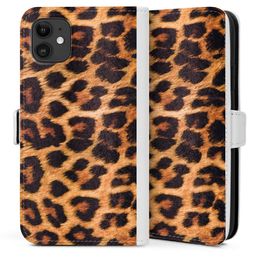 DeinDesign iPhone 11 Handy Klapph&uuml;lle Handyh&uuml;lle aus Kunst Leder wei&szlig; Flip Case Animal Print Leopard Fur Sideflip mit Lasche