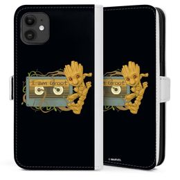 DeinDesign iPhone 11 Handy Klapph&uuml;lle Handyh&uuml;lle aus Kunst Leder wei&szlig; Flip Case Guardians Of The Galaxy Groot Marvel Sideflip mit Lasche