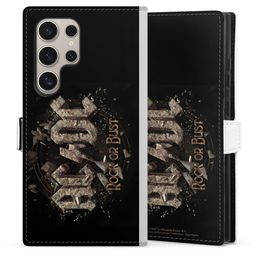 DeinDesign Galaxy S24 Ultra Handy Klapph&uuml;lle Handyh&uuml;lle aus Kunst Leder wei&szlig; Flip Case Official Licensed Product Rock Or Bust Acdc Sideflip mit Lasche