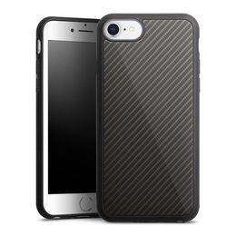 DeinDesign iPhone SE (2020) Handy Gallery Case Handyh&uuml;lle 9H Geh&auml;rtetes Glas R&uuml;ckseite H&uuml;lle Muster Carbon Metallic Look Gallery Case