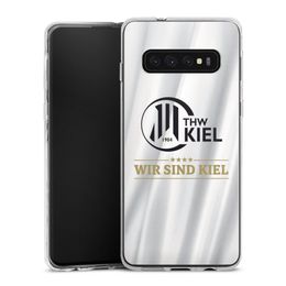 DeinDesign Galaxy S10 Plus Handy Silikon H&uuml;lle Case transparent Handyh&uuml;lle Official Licensed Product Thw Kiel Handball Silikon Case