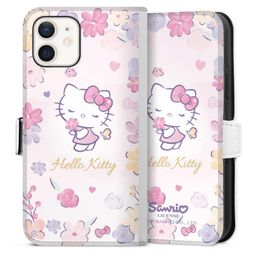 DeinDesign iPhone 12 Handy Klapph&uuml;lle Handyh&uuml;lle aus Kunst Leder wei&szlig; Flip Case Water Colour Hello Kitty Merchandise Sideflip mit Lasche