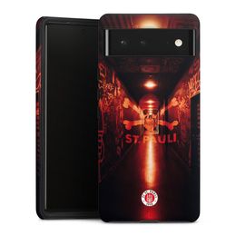 DeinDesign Google Pixel 6 Handy Panzer Handyh&uuml;lle robuste Outdoor H&uuml;lle Schutzh&uuml;lle matt Fc St. Pauli Official Licensed Product Tough Case