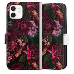 DeinDesign iPhone 12 Handy Klapph&uuml;lle Handyh&uuml;lle aus Kunst Leder wei&szlig; Flip Case Blossom Flowers Rose Sideflip mit Lasche