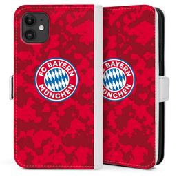 DeinDesign iPhone 11 Handy Klapph&uuml;lle Handyh&uuml;lle aus Kunst Leder wei&szlig; Flip Case Camouflage Fcb Fc Bayern M&uuml;nchen Sideflip mit Lasche