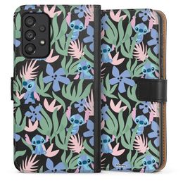 DeinDesign Galaxy A33 5G Handy Klapph&uuml;lle Handyh&uuml;lle aus Kunst Leder schwarz Flip Case Disney Lilo & Stitch Muster Sideflip mit langer Lasche