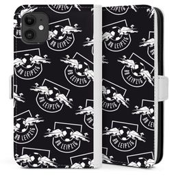 DeinDesign iPhone 11 Handy Klapph&uuml;lle Handyh&uuml;lle aus Kunst Leder wei&szlig; Flip Case Rb Leipzig Logo Muster Sideflip mit Lasche