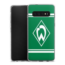 DeinDesign Galaxy S10 Plus Handy Silikon H&uuml;lle Case transparent Handyh&uuml;lle Sv Werder Bremen Official Licensed Product Logo Silikon Case