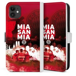 DeinDesign iPhone 11 Handy Klapph&uuml;lle Handyh&uuml;lle aus Kunst Leder wei&szlig; Flip Case Mia San Mia Fcb Fc Bayern M&uuml;nchen Sideflip mit Lasche