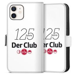 DeinDesign iPhone 12 Handy Klapph&uuml;lle Handyh&uuml;lle aus Kunst Leder wei&szlig; Flip Case 1. Fc N&uuml;rnberg 125 Jahre 1. Fcn Sideflip mit Lasche