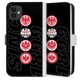 DeinDesign iPhone 11 Handy Klapph&uuml;lle Handyh&uuml;lle aus Kunst Leder wei&szlig; Flip Case Eagle Logo Eintracht Frankfurt Sideflip mit Lasche