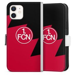 DeinDesign iPhone 12 Handy Klapph&uuml;lle Handyh&uuml;lle aus Kunst Leder wei&szlig; Flip Case Merchandise 1. Fcn 1. Fc N&uuml;rnberg Sideflip mit Lasche
