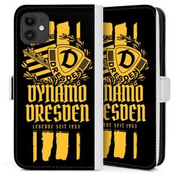 DeinDesign iPhone 11 Handy Klapph&uuml;lle Handyh&uuml;lle aus Kunst Leder wei&szlig; Flip Case Sg Dynamo Dresden Statement Sgd Sideflip mit Lasche