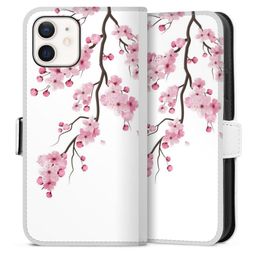 DeinDesign iPhone 12 Handy Klapph&uuml;lle Handyh&uuml;lle aus Kunst Leder wei&szlig; Flip Case Aisa Japan Cherry Blossom Sideflip mit Lasche