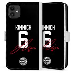 DeinDesign iPhone 11 Handy Klapph&uuml;lle Handyh&uuml;lle aus Kunst Leder wei&szlig; Flip Case Fcb Fc Bayern M&uuml;nchen Kimmich Sideflip mit Lasche