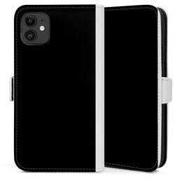 DeinDesign iPhone 11 Handy Klapph&uuml;lle Handyh&uuml;lle aus Kunst Leder wei&szlig; Flip Case Colour Black Unicoloured Sideflip mit Lasche