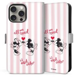 DeinDesign iPhone 16 Pro Handy Klapph&uuml;lle Handyh&uuml;lle aus Kunst Leder wei&szlig; Flip Case Love Disney Sideflip mit Lasche