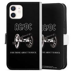 DeinDesign iPhone 12 Handy Klapph&uuml;lle Handyh&uuml;lle aus Kunst Leder wei&szlig; Flip Case Music Acdc Merchandise Sideflip mit Lasche