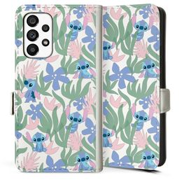 DeinDesign Galaxy A53 5G Handy Klapph&uuml;lle Handyh&uuml;lle aus Kunst Leder wei&szlig; Flip Case Disney Lilo & Stitch Muster Sideflip mit Lasche