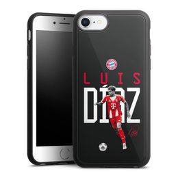 DeinDesign iPhone SE (2020) Handy Gallery Case Handyh&uuml;lle 9H Geh&auml;rtetes Glas R&uuml;ckseite H&uuml;lle Official Licensed Product Fc Bayern M&uuml;nchen Luis Diaz Gallery Case