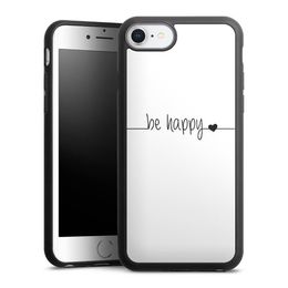DeinDesign iPhone SE (2020) Handy Gallery Case Handyh&uuml;lle 9H Geh&auml;rtetes Glas R&uuml;ckseite H&uuml;lle Sayings Statement Happiness Gallery Case
