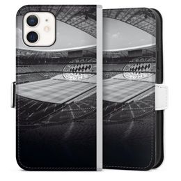 DeinDesign iPhone 12 Handy Klapph&uuml;lle Handyh&uuml;lle aus Kunst Leder wei&szlig; Flip Case Stadium Fcb Fc Bayern M&uuml;nchen Sideflip mit Lasche