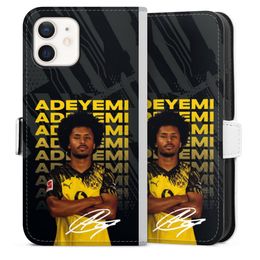 DeinDesign iPhone 12 Handy Klapph&uuml;lle Handyh&uuml;lle aus Kunst Leder wei&szlig; Flip Case Bvb Borussia Dortmund Karim Adeyemi Sideflip mit Lasche