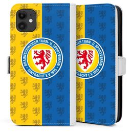 DeinDesign iPhone 11 Handy Klapph&uuml;lle Handyh&uuml;lle aus Kunst Leder wei&szlig; Flip Case Logo Eintracht Braunschweig Official Licensed Product Sideflip mit Lasche