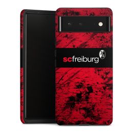 DeinDesign Google Pixel 6 Handy Panzer Handyh&uuml;lle robuste Outdoor H&uuml;lle Schutzh&uuml;lle matt Official Licensed Product Sc Freiburg Logo Tough Case