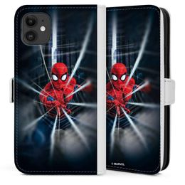 DeinDesign iPhone 11 Handy Klapph&uuml;lle Handyh&uuml;lle aus Kunst Leder wei&szlig; Flip Case Kinofilm Marvel Spiderman Sideflip mit Lasche