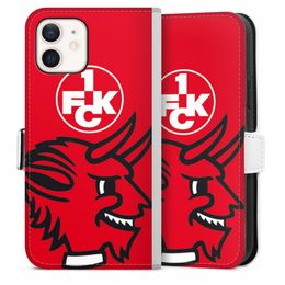 DeinDesign iPhone 12 Handy Klapph&uuml;lle Handyh&uuml;lle aus Kunst Leder wei&szlig; Flip Case Devil 1. Fc Kaiserslautern 1. Fck Sideflip mit Lasche