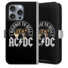 DeinDesign iPhone 16 Pro Max Handy Klapph&uuml;lle Handyh&uuml;lle aus Kunst Leder wei&szlig; Flip Case Acdc Official Licensed Product Rock Sideflip mit Lasche