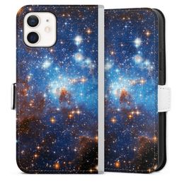DeinDesign iPhone 12 Handy Klapph&uuml;lle Handyh&uuml;lle aus Kunst Leder wei&szlig; Flip Case Weltall Star Galaxy Sideflip mit Lasche