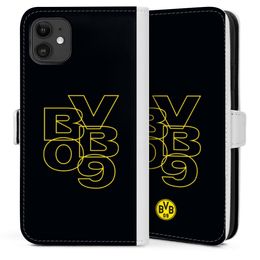 DeinDesign iPhone 11 Handy Klapph&uuml;lle Handyh&uuml;lle aus Kunst Leder wei&szlig; Flip Case Lettering Official Licensed Product Bvb Sideflip mit Lasche