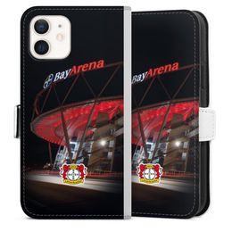 DeinDesign iPhone 12 Handy Klapph&uuml;lle Handyh&uuml;lle aus Kunst Leder wei&szlig; Flip Case Official Licensed Product Bayer 04 Leverkusen Stadium Sideflip mit Lasche