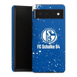 DeinDesign Google Pixel 6 Handy Panzer Handyh&uuml;lle robuste Outdoor H&uuml;lle Schutzh&uuml;lle matt S04 Fc Schalke 04 Logo Tough Case