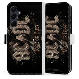 DeinDesign Galaxy A55 5G Handy Klapph&uuml;lle Handyh&uuml;lle aus Kunst Leder wei&szlig; Flip Case Rock Or Bust Official Licensed Product Acdc Sideflip mit Lasche