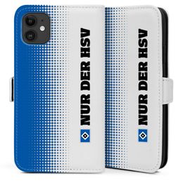 DeinDesign iPhone 11 Handy Klapph&uuml;lle Handyh&uuml;lle aus Kunst Leder wei&szlig; Flip Case Logo Hsv Transparent Sideflip mit Lasche