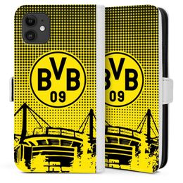 DeinDesign iPhone 11 Handy Klapph&uuml;lle Handyh&uuml;lle aus Kunst Leder wei&szlig; Flip Case Bvb Stadium Borussia Dortmund Sideflip mit Lasche