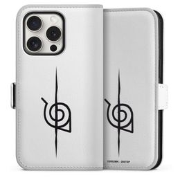 DeinDesign iPhone 15 Pro Handy Klapph&uuml;lle Handyh&uuml;lle aus Kunst Leder wei&szlig; Flip Case Konoha Sasuke Naruto Shippuden Sideflip mit Lasche