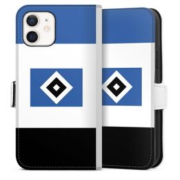 DeinDesign iPhone 12 Handy Klapph&uuml;lle Handyh&uuml;lle aus Kunst Leder wei&szlig; Flip Case Hamburger Sv Bundesliga Official Licensed Product Sideflip mit Lasche