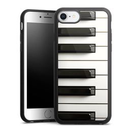 DeinDesign iPhone SE (2020) Handy Gallery Case Handyh&uuml;lle 9H Geh&auml;rtetes Glas R&uuml;ckseite H&uuml;lle Piano Music Klavier Gallery Case