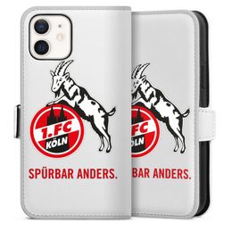 DeinDesign iPhone 12 Handy Klapph&uuml;lle Handyh&uuml;lle aus Kunst Leder wei&szlig; Flip Case Official Licensed Product Transparent 1. Fc K&ouml;ln Sideflip mit Lasche