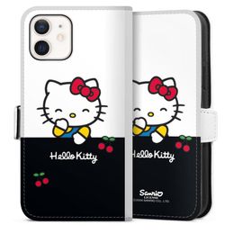 DeinDesign iPhone 12 Handy Klapph&uuml;lle Handyh&uuml;lle aus Kunst Leder wei&szlig; Flip Case Hello Kitty Cherry Official Licensed Product Sideflip mit Lasche