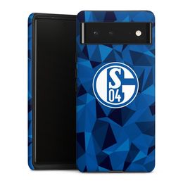 DeinDesign Google Pixel 6 Handy Panzer Handyh&uuml;lle robuste Outdoor H&uuml;lle Schutzh&uuml;lle matt Camouflage Fc Schalke 04 Muster Tough Case