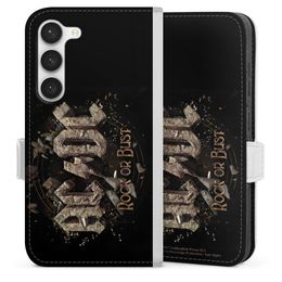 DeinDesign Galaxy S23 Handy Klapph&uuml;lle Handyh&uuml;lle aus Kunst Leder wei&szlig; Flip Case Rock Or Bust Official Licensed Product Acdc Sideflip mit Lasche